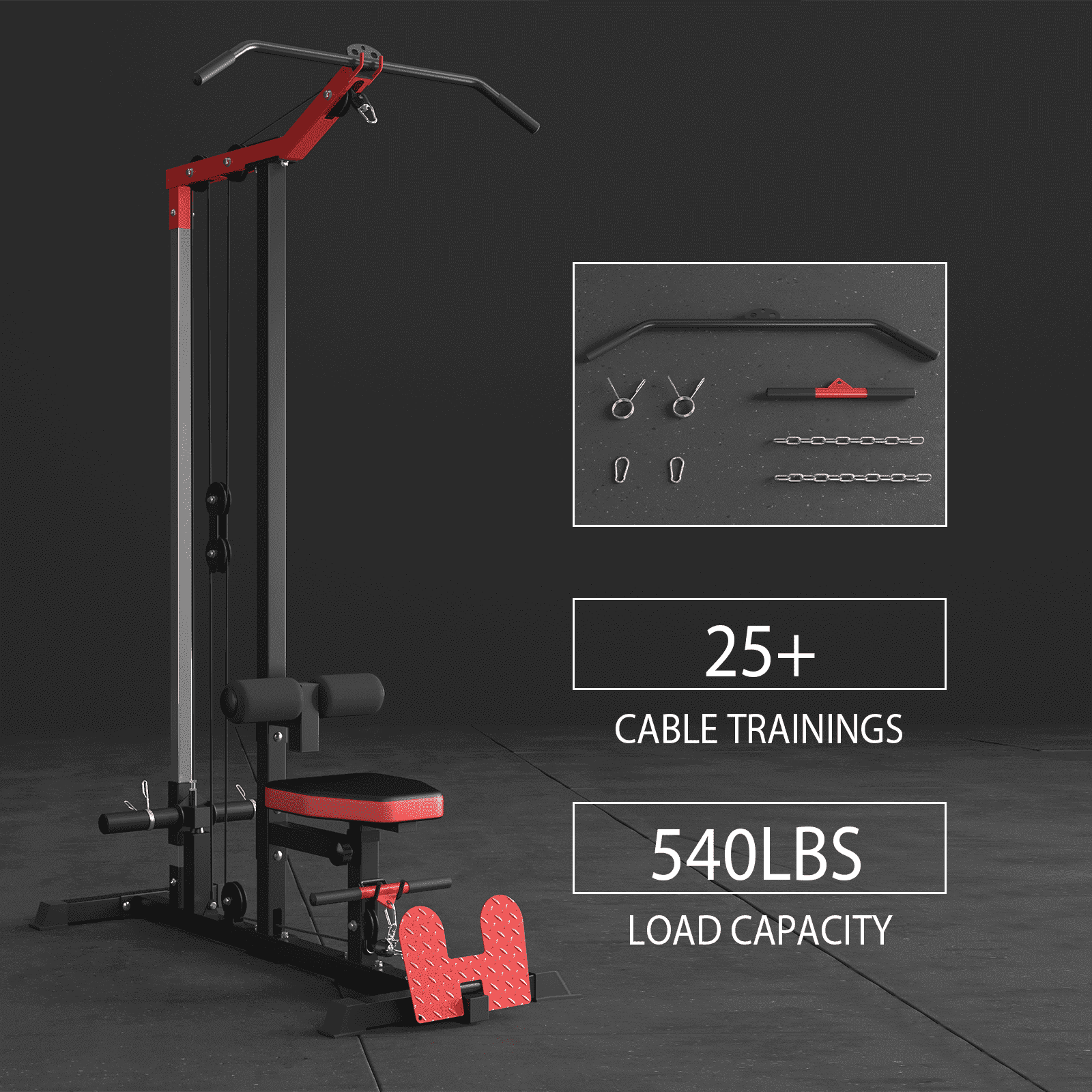 Mikolo Home Gym LAT Pull-Down & Row Cable Machine with High-Low Pulley ...