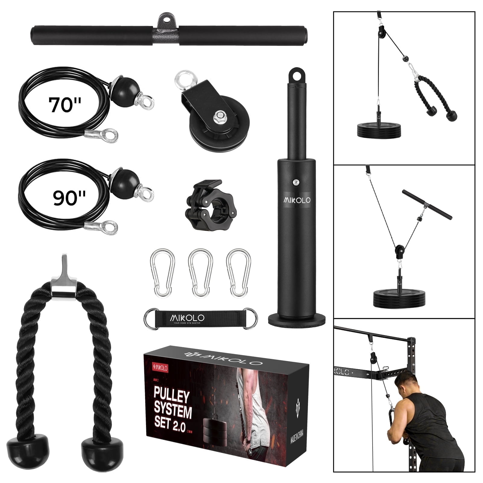 Mikolo Home Gym Workout Accessories: LAT and Lift Pulley System with ...