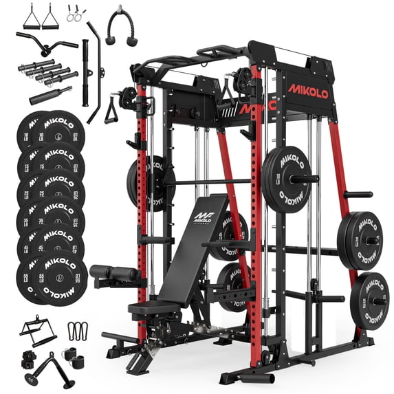 Mikolo M11 Smith Machine, 2200lbs Squat Rack with LAT-Pull Down System ...