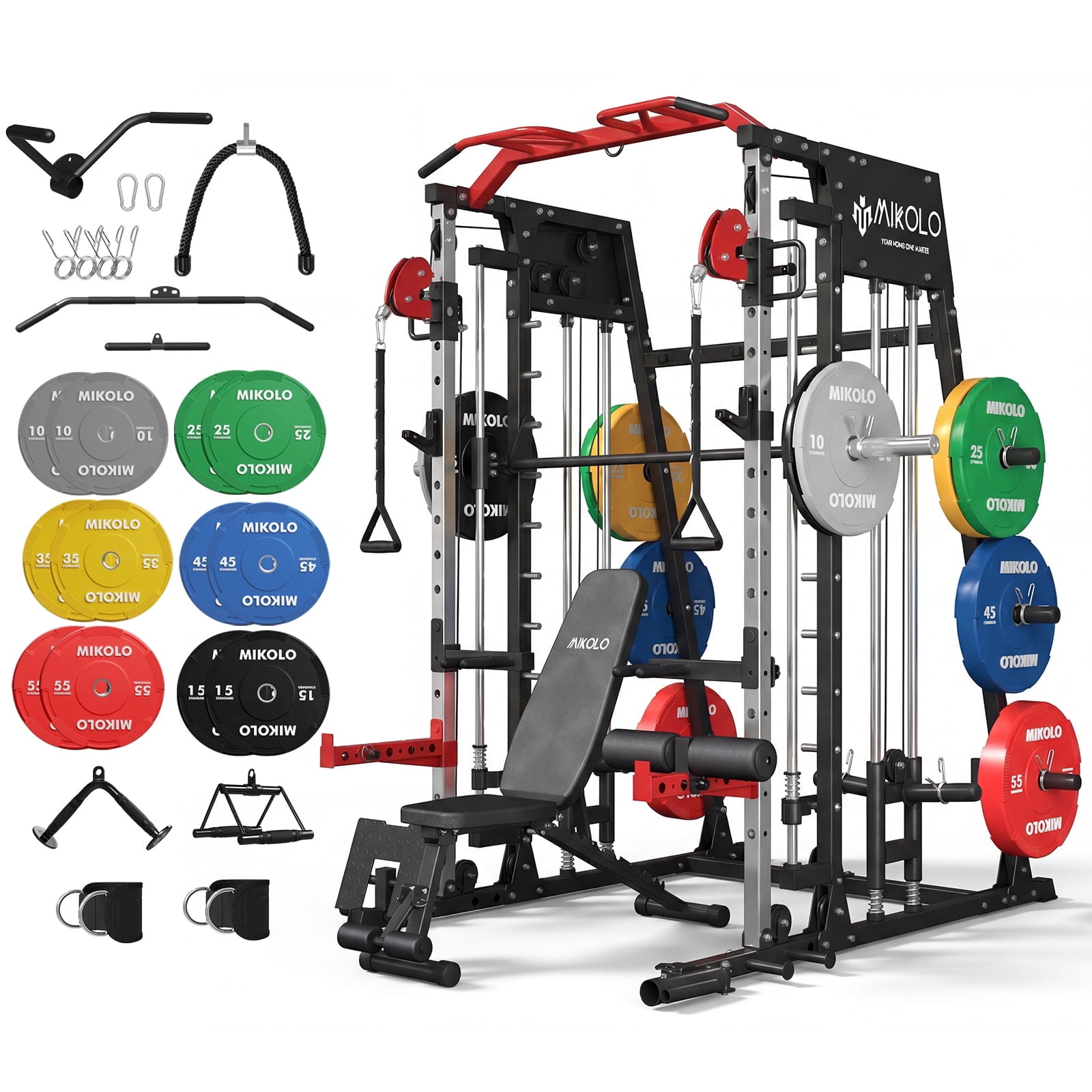Mikolo M4 All-In-One Smith Machine Home Gym Package, 2200 lbs Power ...