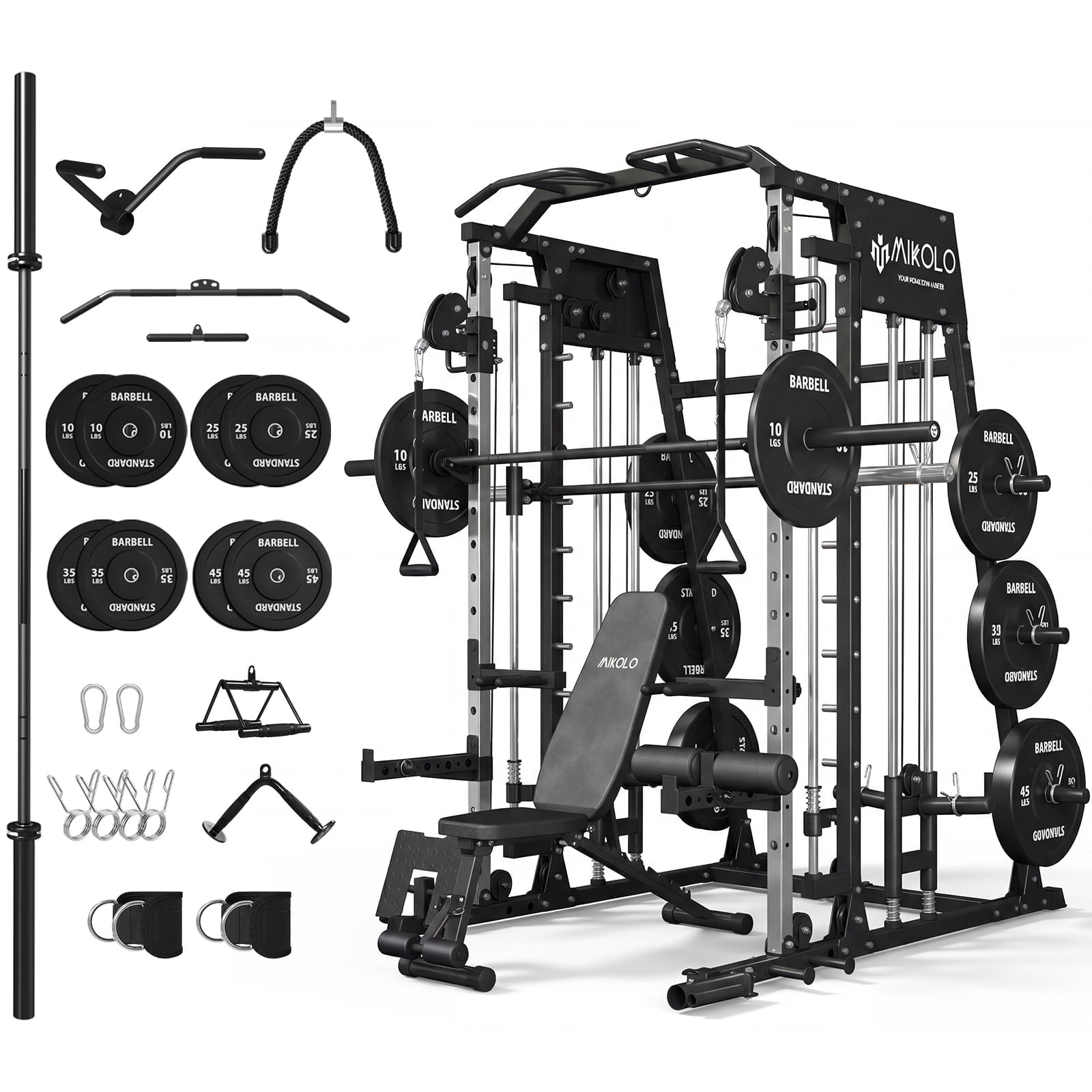 Mikolo M4 All-In-One Smith Machine Home Gym Package, 2200 lbs Power ...