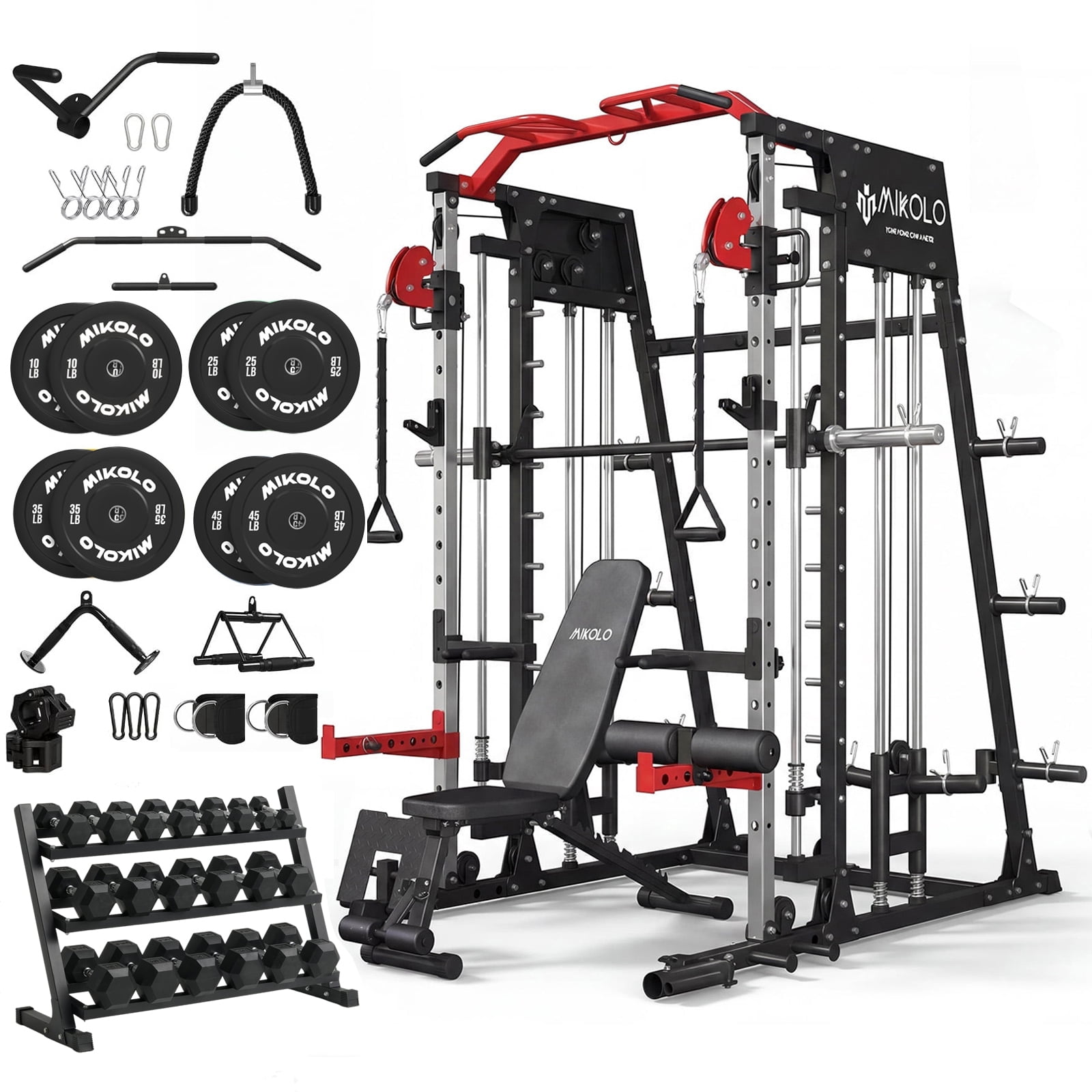 Mikolo M4 All-In-One Smith Machine Home Gym Package, 2200 lbs Power ...