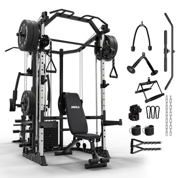 Mikolo Multi-Function Smith Machine Power Cage Home Gym with Cable ...