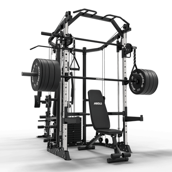 Mikolo Multi-Function Smith Machine Power Cage Home Gym with Cable ...