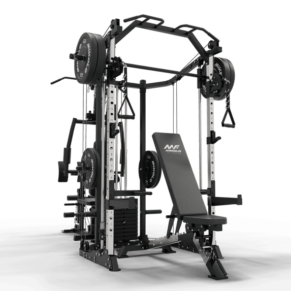 Mikolo Multi-Function Smith Machine Power Cage Home Gym with Cable ...