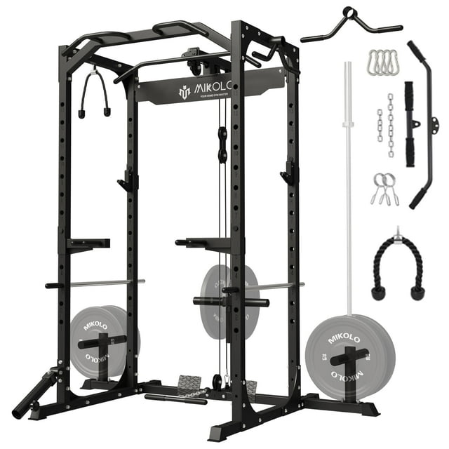 Mikolo Power Rack Cage, LAT Pulldown, 1200LBS Capacity, Multi ...