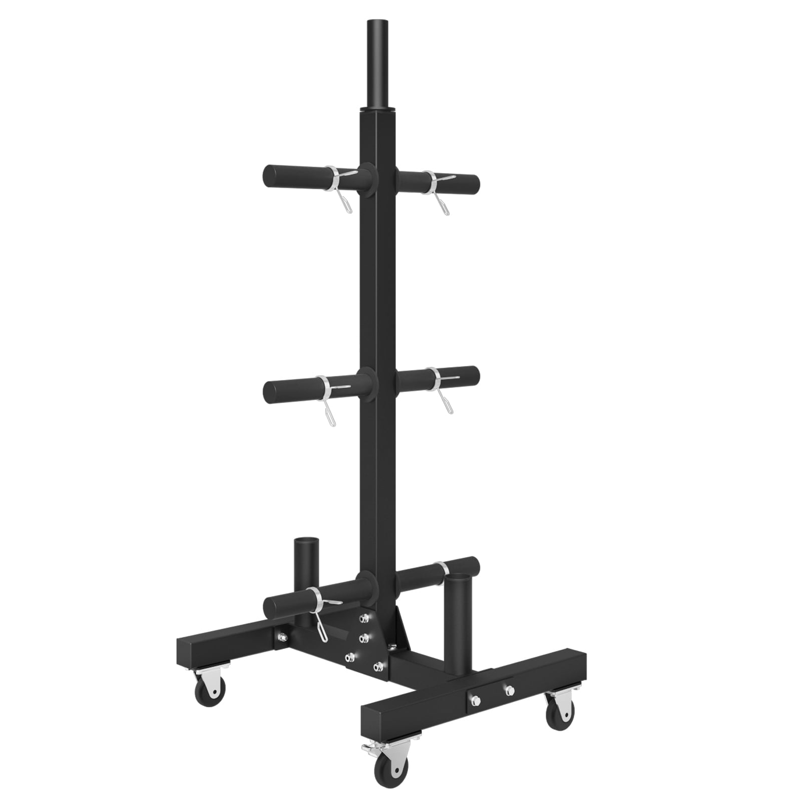 Mikolo Olympic Weight Plate Rack Tree & Barbell Stand, 7 Holders for 1 ...