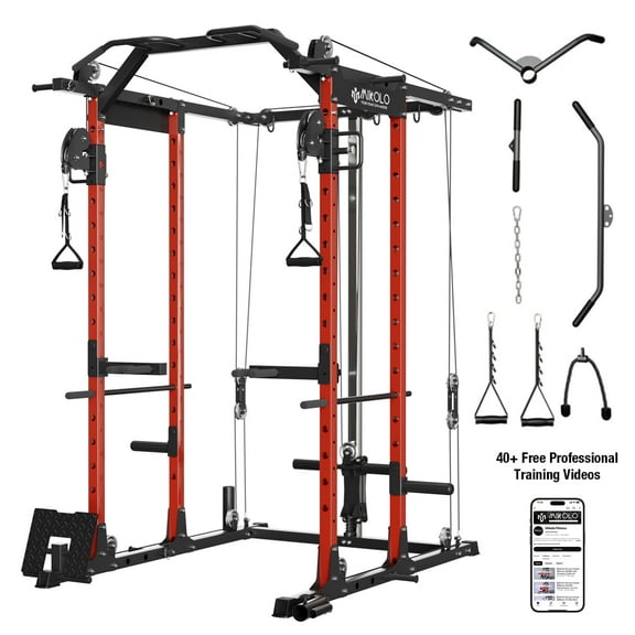 Mikolo Folding Power Rack, 1000lbs, Wall Mounted Squat Rack with Cable ...