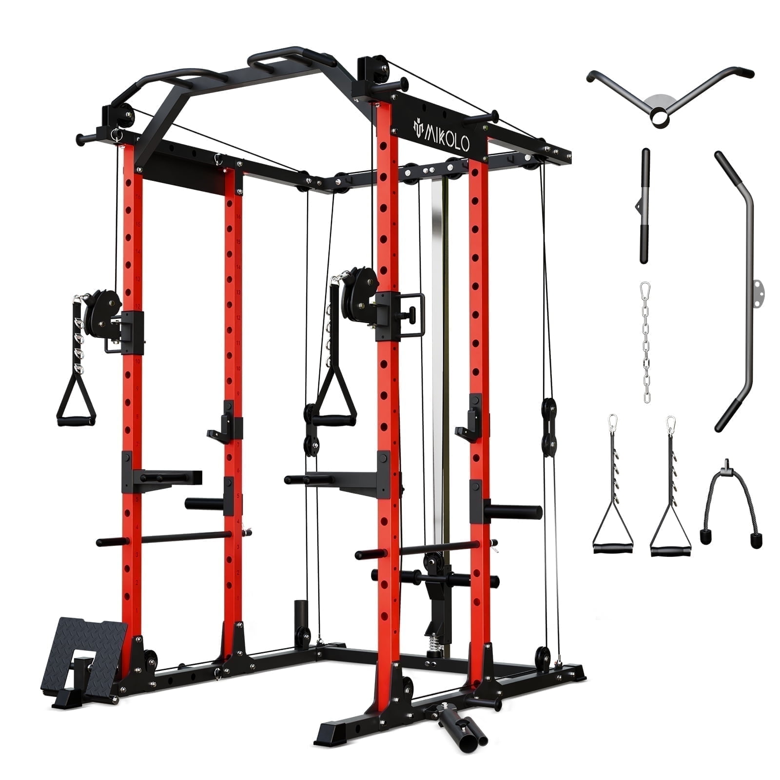 Mikolo Power Cage K6, 1500 lbs Squat Rack, Cable Crossover, J Hooks ...