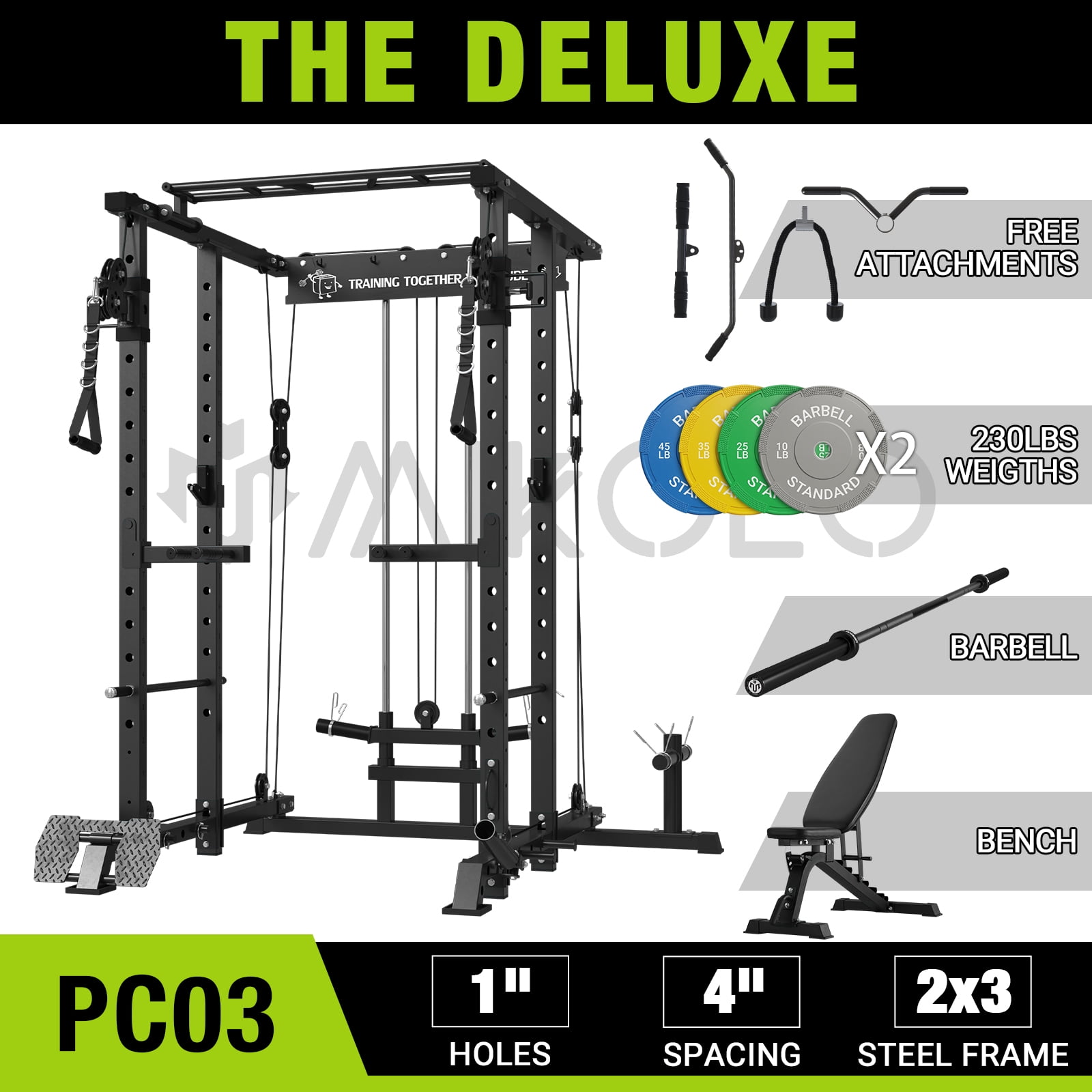 Mikolo Power Rack Cage, 1500LBS Weight Cage with 800LB Capacity ...