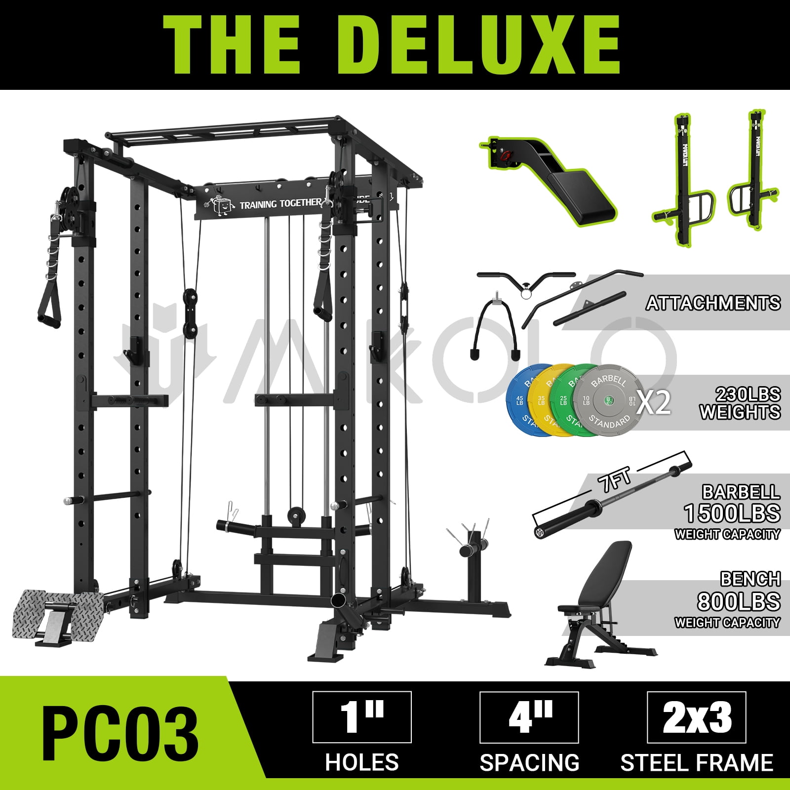 Mikolo Power Rack Cage, 1500LBS Weight Cage with 800LB Capacity ...