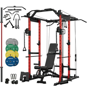 Mikolo Smith Machine Home Gym, 2200 lbs Power Rack Cage with Cable ...