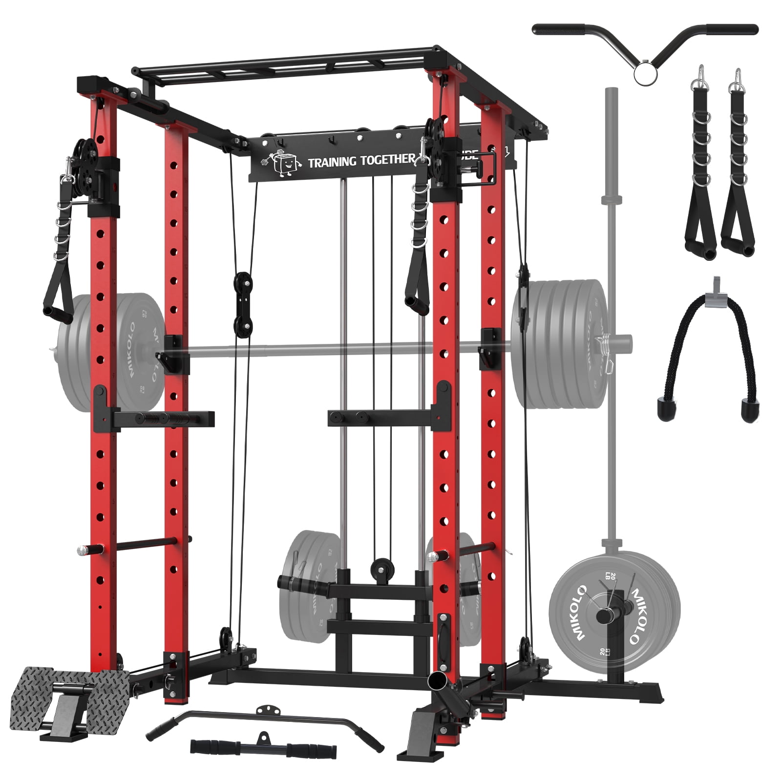 Mikolo Power Rack Cage, Gym Rack with Cable Crossover Machine,Multi ...