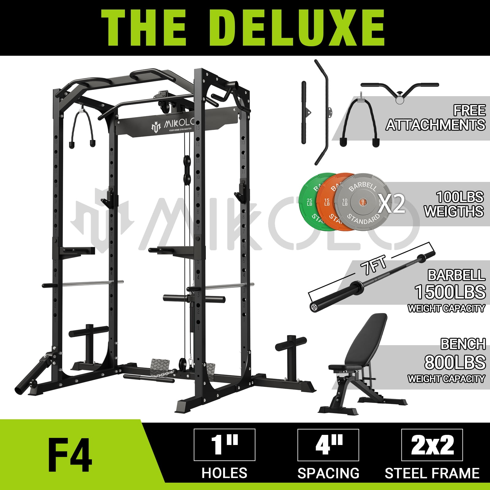 Mikolo Power Rack Cage with LAT Pulldown System,1200 lbs Capacity Power ...
