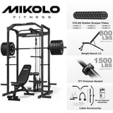 Mikolo Power Rack Cage with LAT Pulldown System,1200 lbs Capacity Power ...