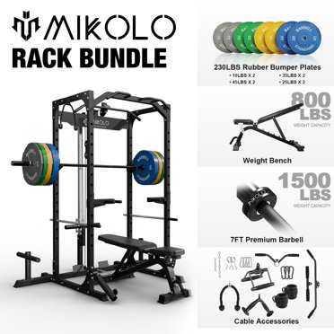 Mikolo Smith Machine Home Gym, 2200 lbs Power Rack Cage with Cable ...