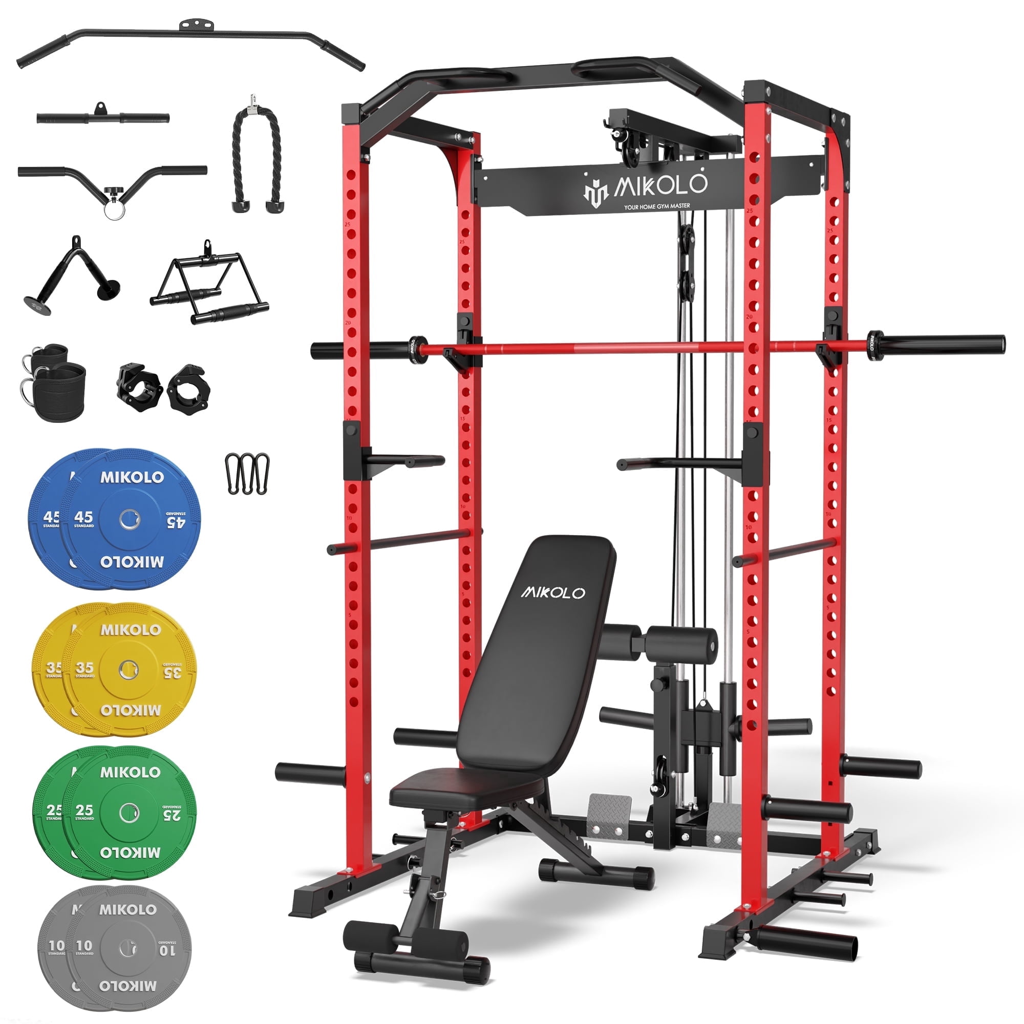Mikolo Power Rack Cage with LAT Pulldown System,1200 lbs Capacity Power ...