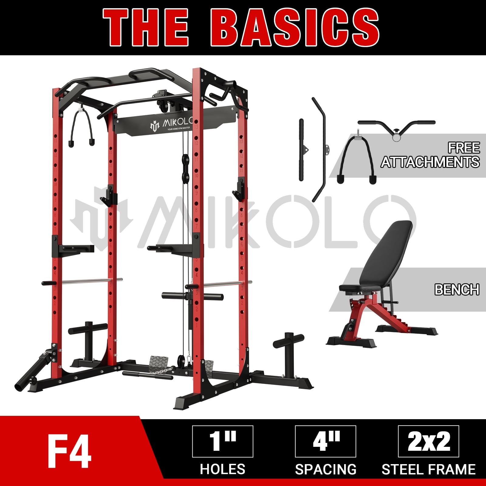 Mikolo Power Rack Cage with LAT Pulldown System and Chile | Ubuy
