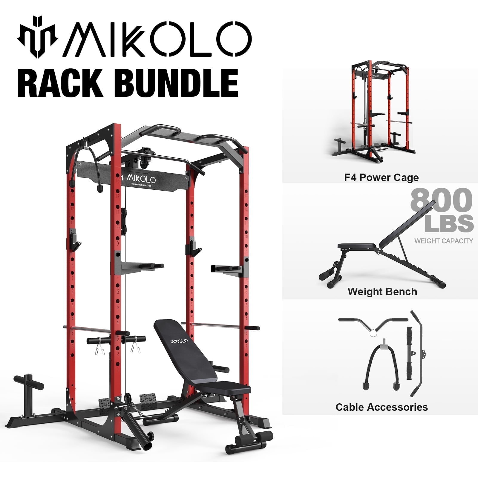 Mikolo Power Rack Cage with LAT Pulldown System and Chile | Ubuy
