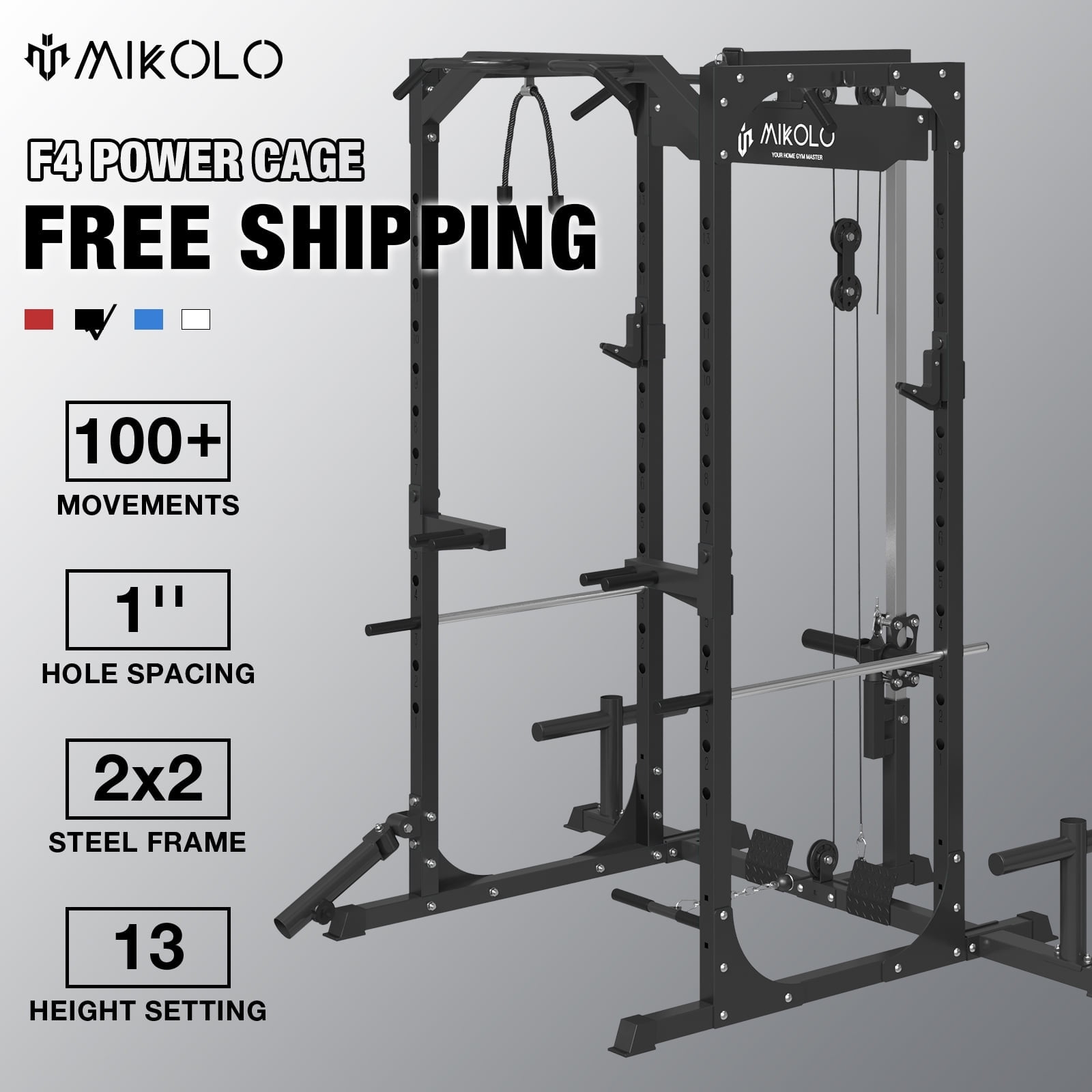 Mikolo Power Rack Cage with LAT Pulldown System,1200LBS Capacity Power ...