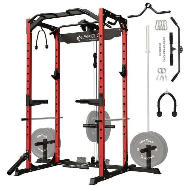 Mikolo Power Rack Cage with LAT Pulldown System,1200LBS Capacity ...
