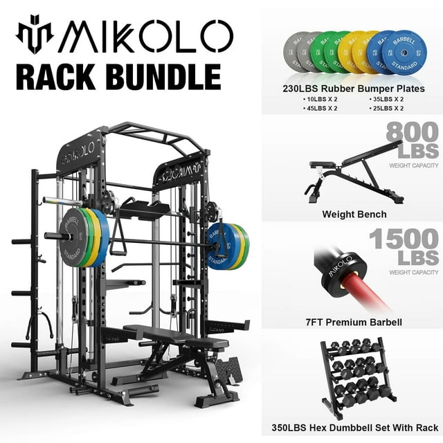 Mikolo Power Rack Cage PC07, Weight Cage with 800LB Capacity Adjustable ...