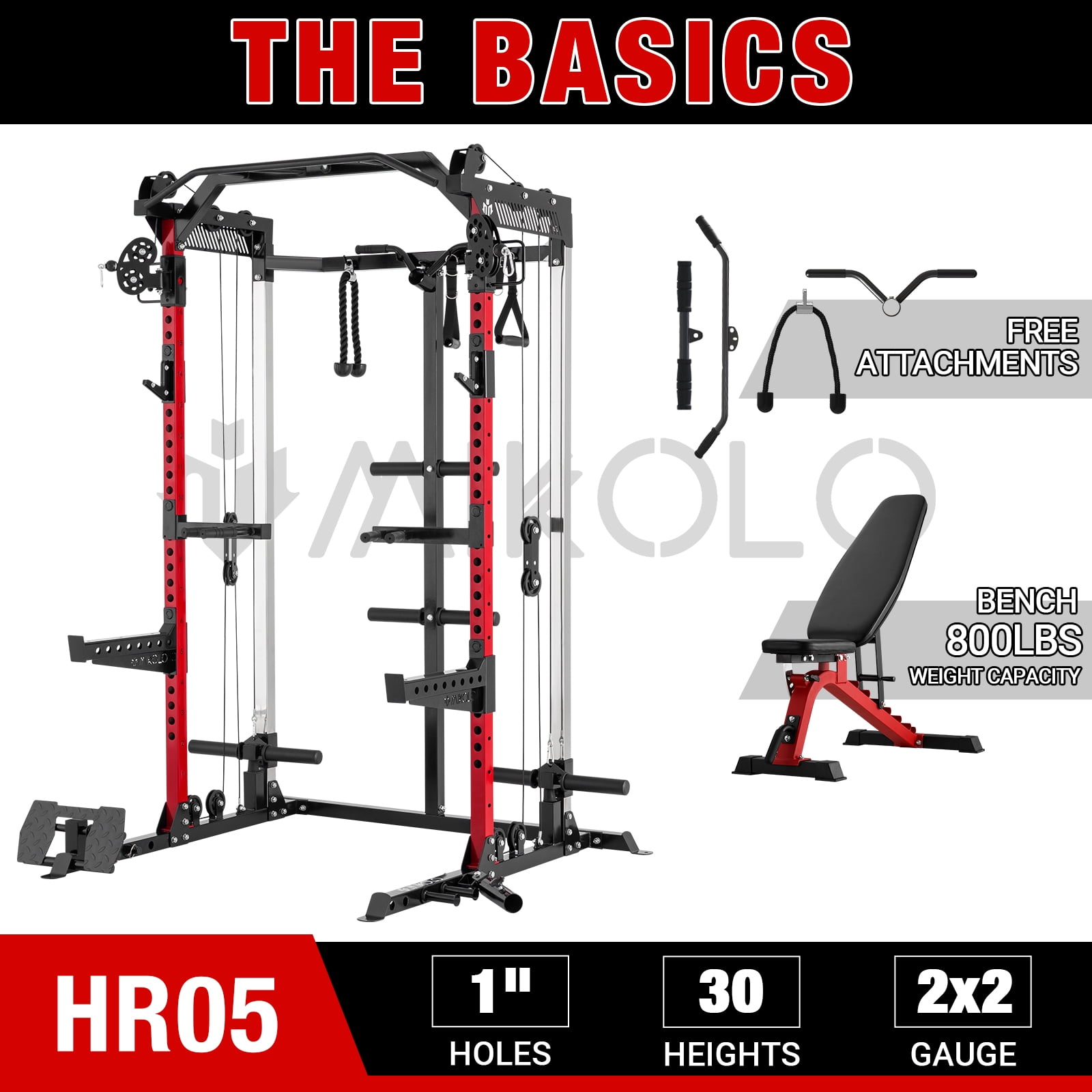 Mikolo Power Rack Cage, Weight Cage with 800LB Capacity Adjustable ...