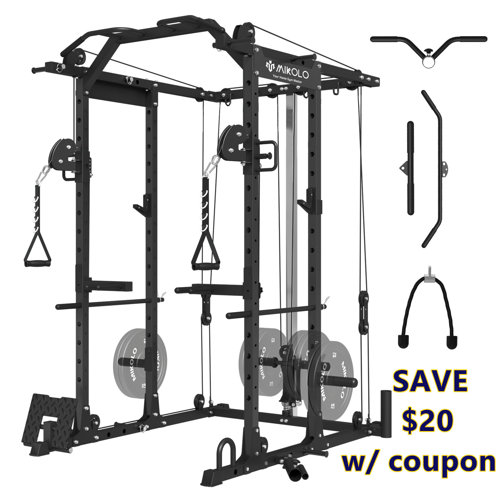French Fitness Folding Cable Power Rack / Cage (New) - Walmart.com