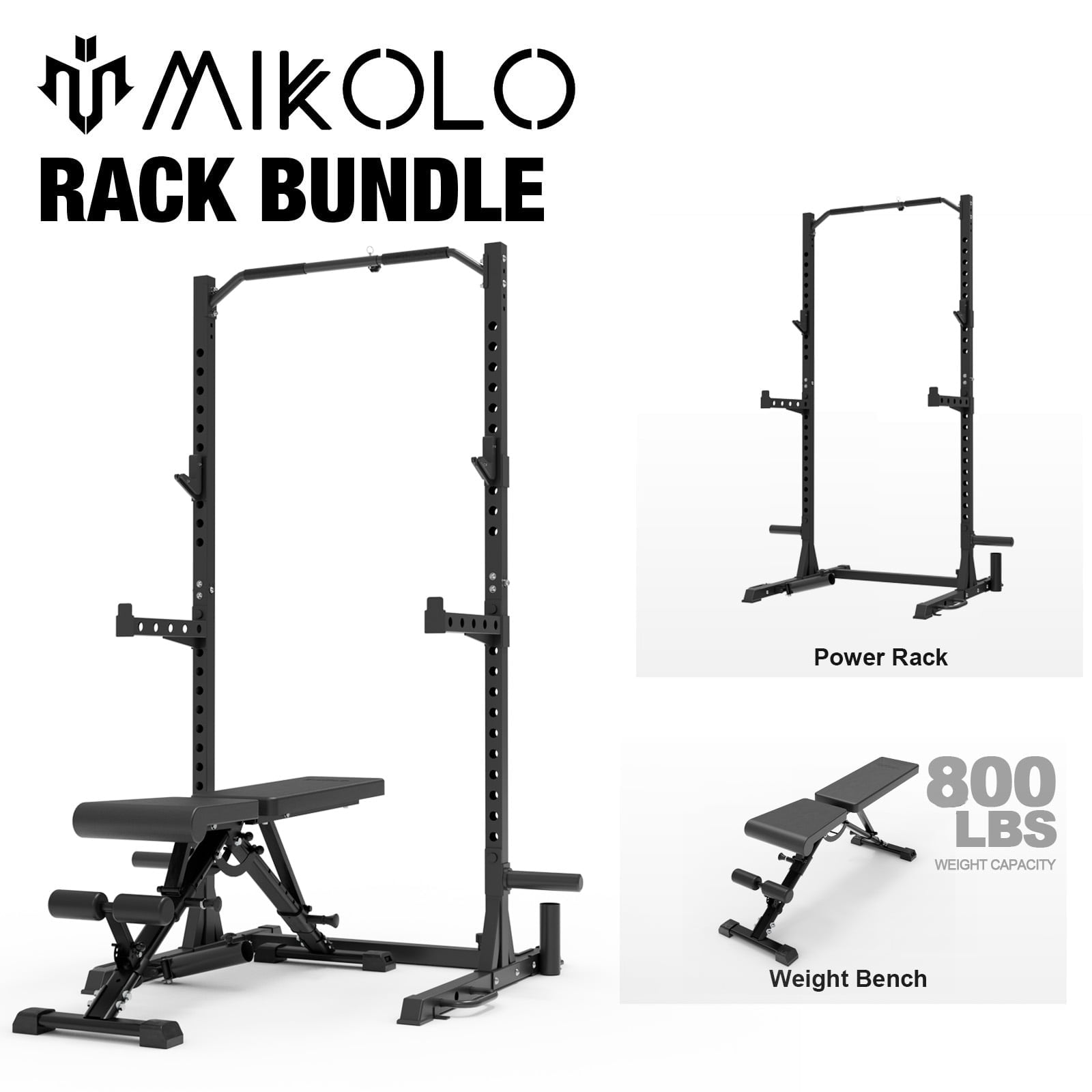 Mikolo Power Rack with Pull-Up Bar, Multi-Functional Half Squat Rack ...