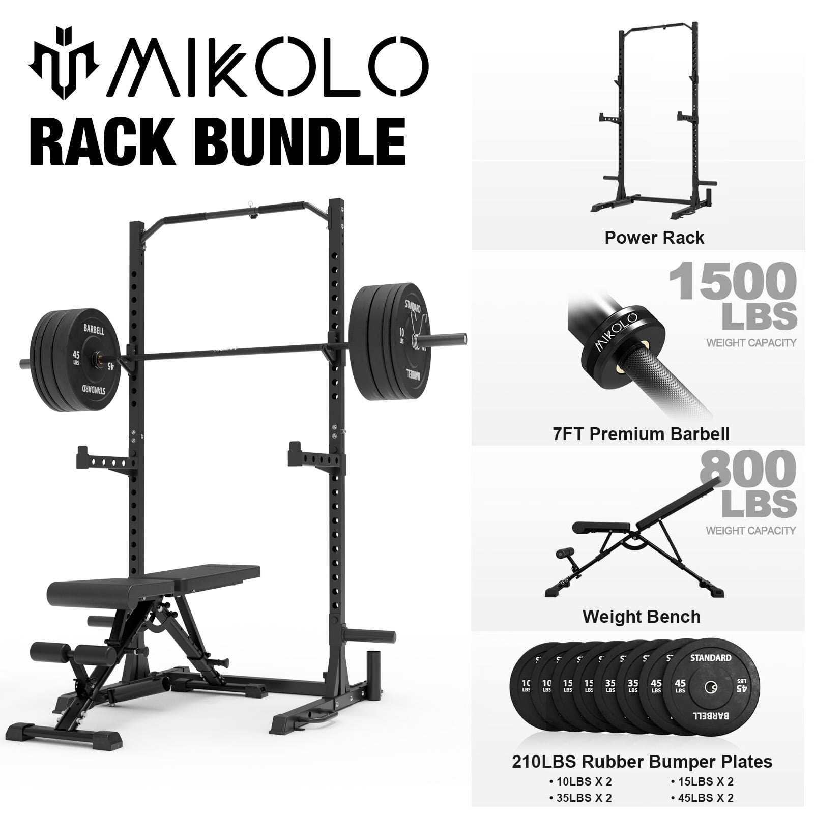 Mikolo Power Rack with Pull-Up Bar, Multi-Functional Half Squat Rack ...