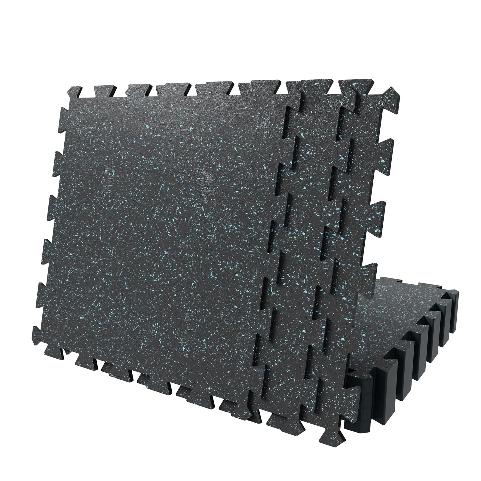 Mikolo Shock Absorbing Rubber Exercise Mats, Blue, Easy Assembly ...