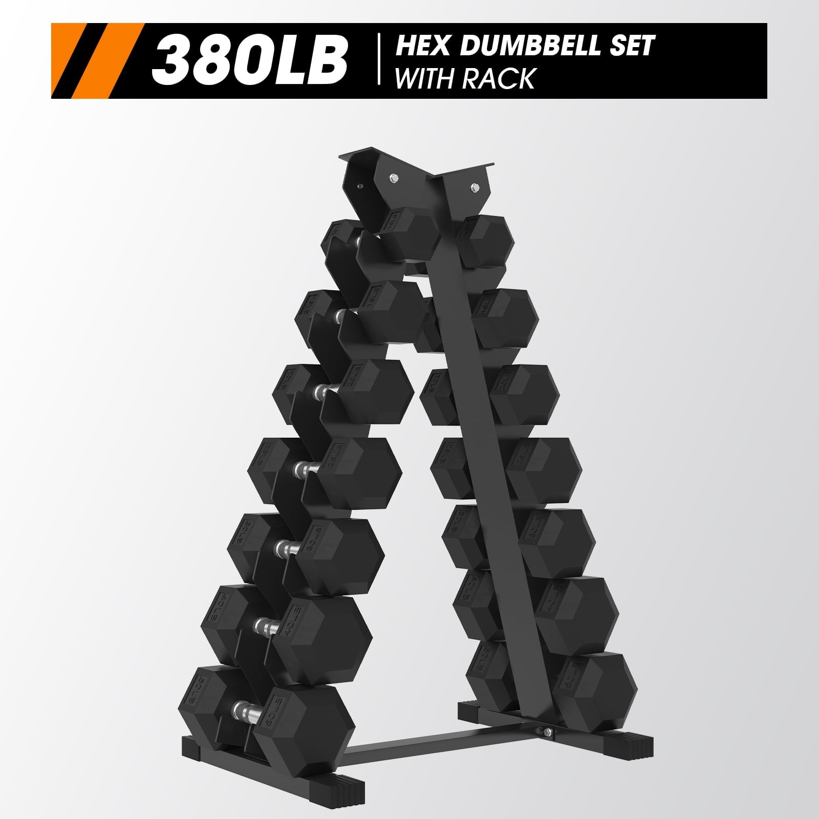 Mikolo Rubber Hex Dumbbell Set with Racks, Multiple Options in 160/200 ...