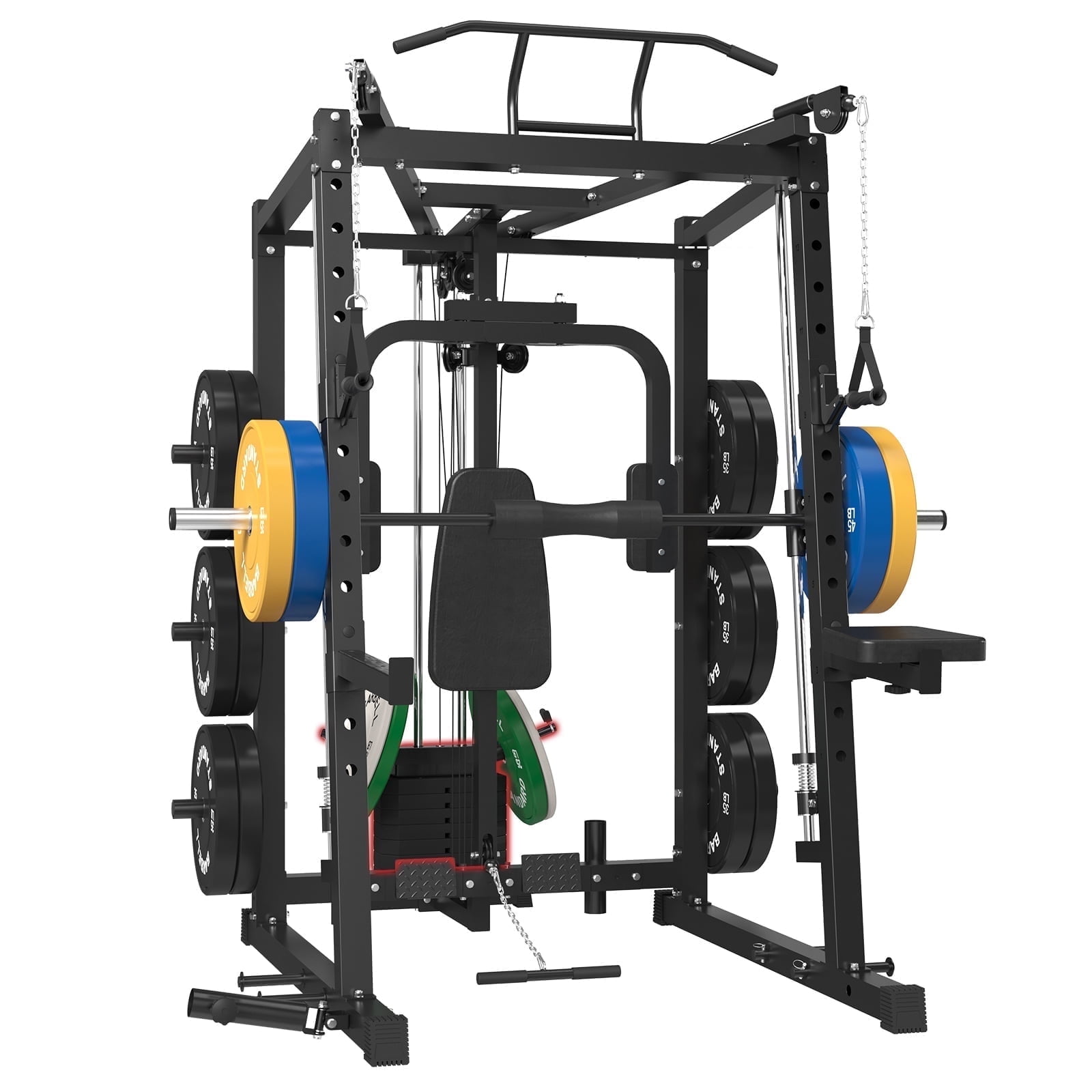 Mikolo Smith Machine with 120LBS Weight Stack, 2000LBS Power Cage Squat ...