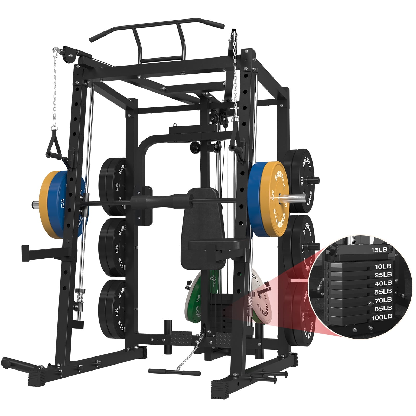 Mikolo Smith Machine, 2000LBS Power Cage Squat Rack, Pec Deck Machine ...