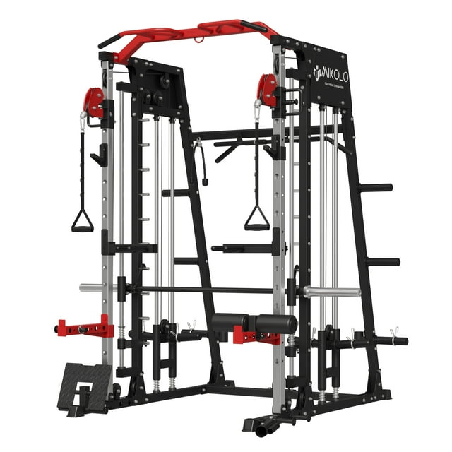 Mikolo Smith Machine, 2200lbs Squat Rack with LAT-Pull Down System ...