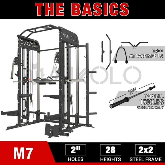 Mikolo Smith Machine - Power Rack Cage, Adjustable Cable, Leg Press ...