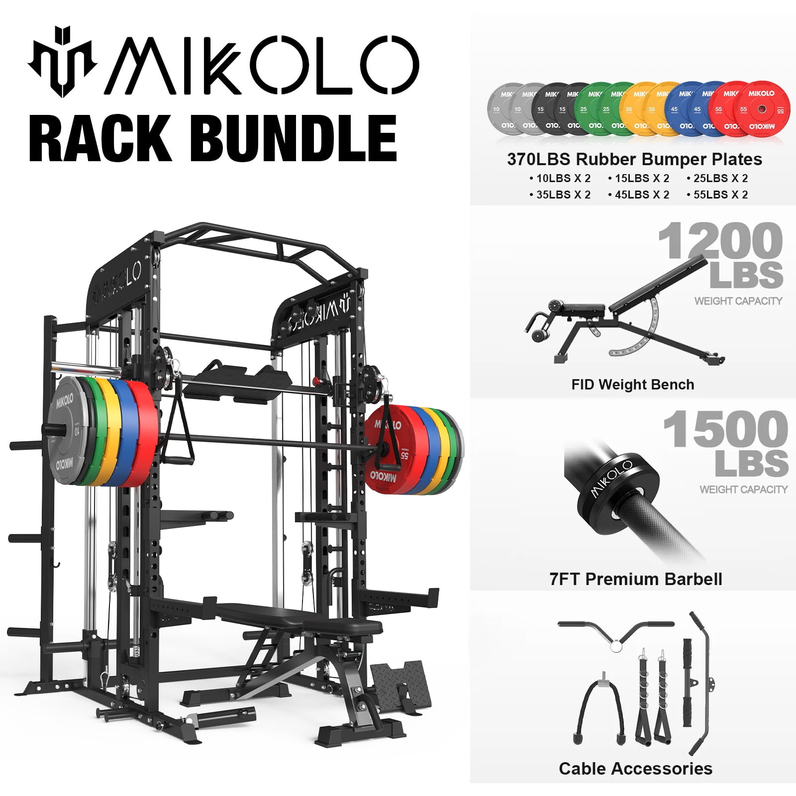 Mikolo Smith Machine, All-in-One Power Rack Cage with Vertical Leg ...