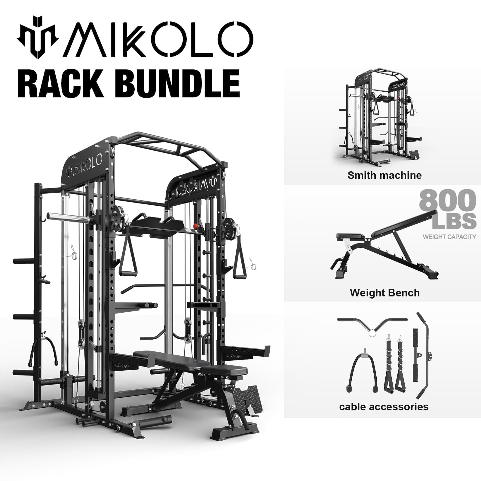 Mikolo Multi-functional Smith Machine - Squat Weightlifting Home Gym ...
