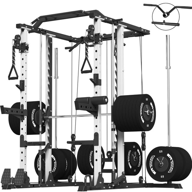 Mikolo Smith Machine Home Gym, 2000LBS Squat Rack, Cable Crossover ...