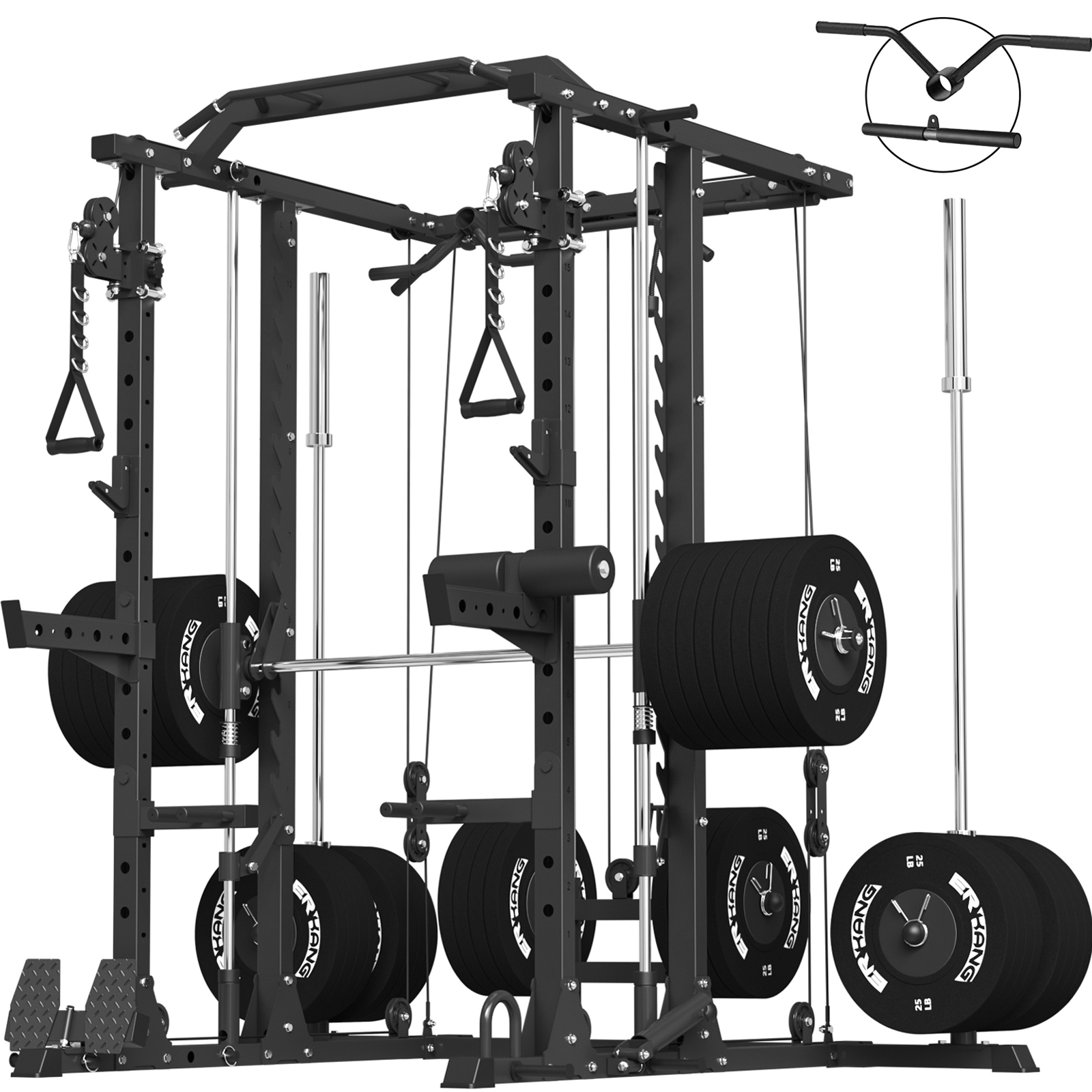 Mikolo Smith Machine Home Gym, 2000lbs Squat Rack with LAT-Pull Down ...