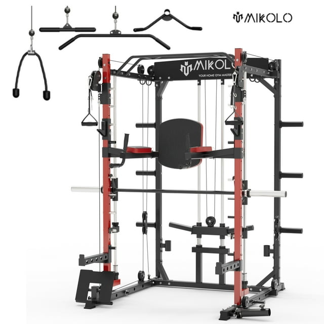 Mikolo Smith Machine Home Gym, 2000lbs Squat Rack with LAT-Pull Down ...