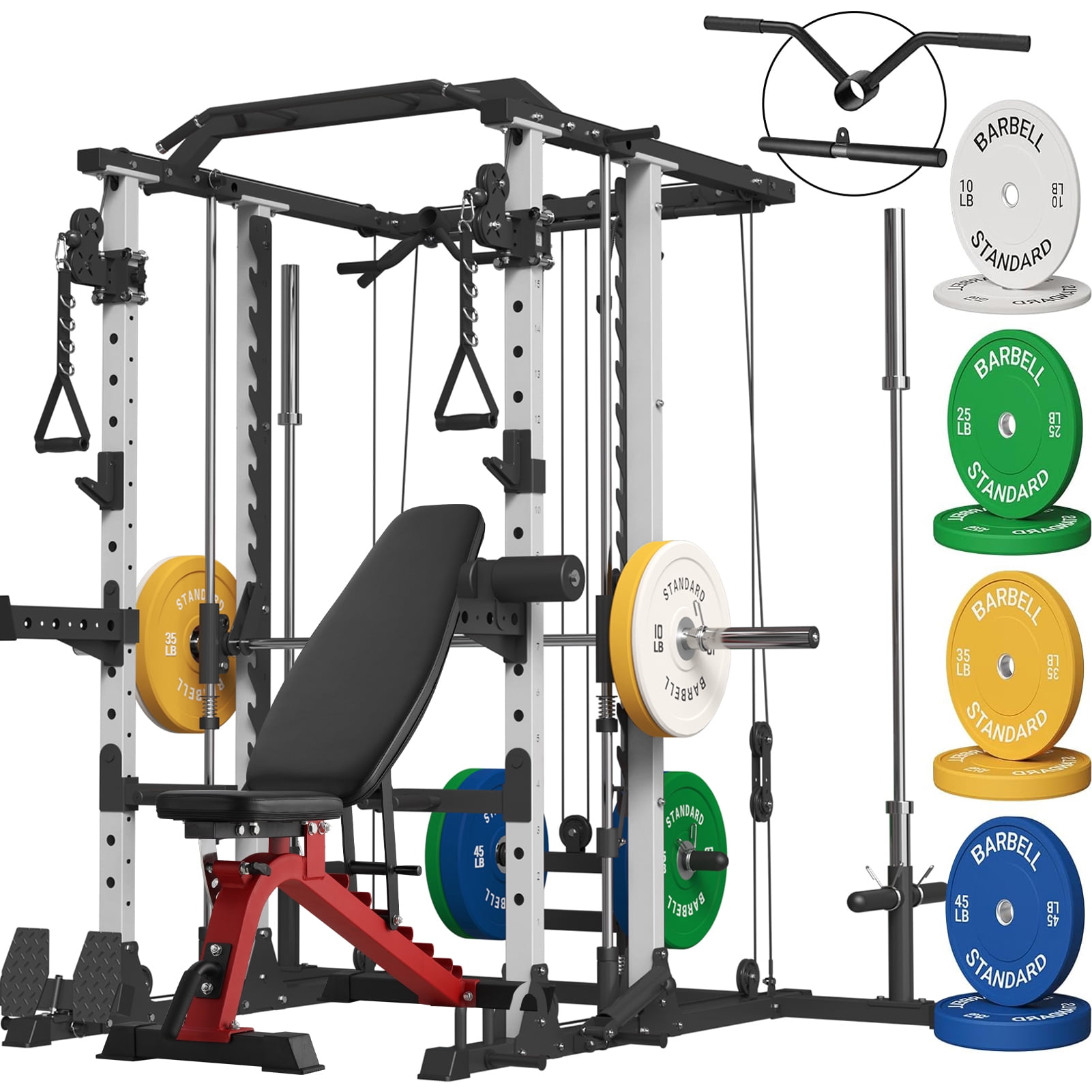 Mikolo Home Gym, 2100LBS Smith Rack, Cable Crossover, 800LBS Weight ...