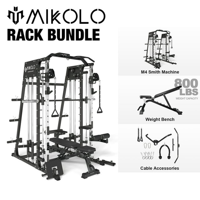 Mikolo Smith Machine Home Gym, Multifunction Power Rack Cage ...
