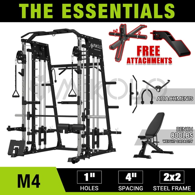 Mikolo Smith Machine Home Gym, 2200 lbs Power Rack Cage with 800 lbs ...