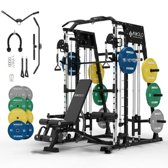 Smith Machine for Home Gym,2000LBS Multi-Function Power Cage with Cable Crossover System, Squat ...
