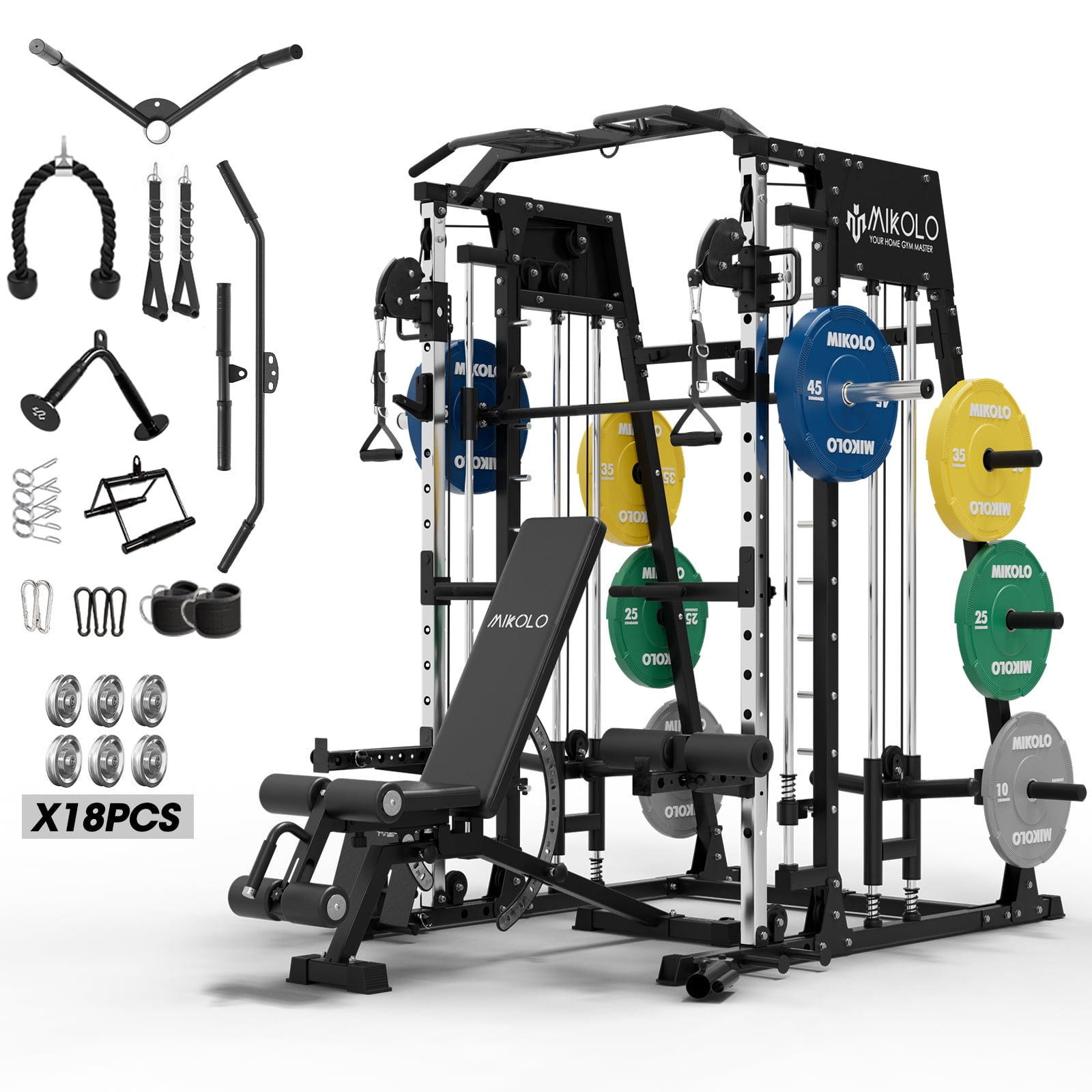 Mikolo Smith Machine Home Gym,2200 lbs Power Rack Cage with Weight ...