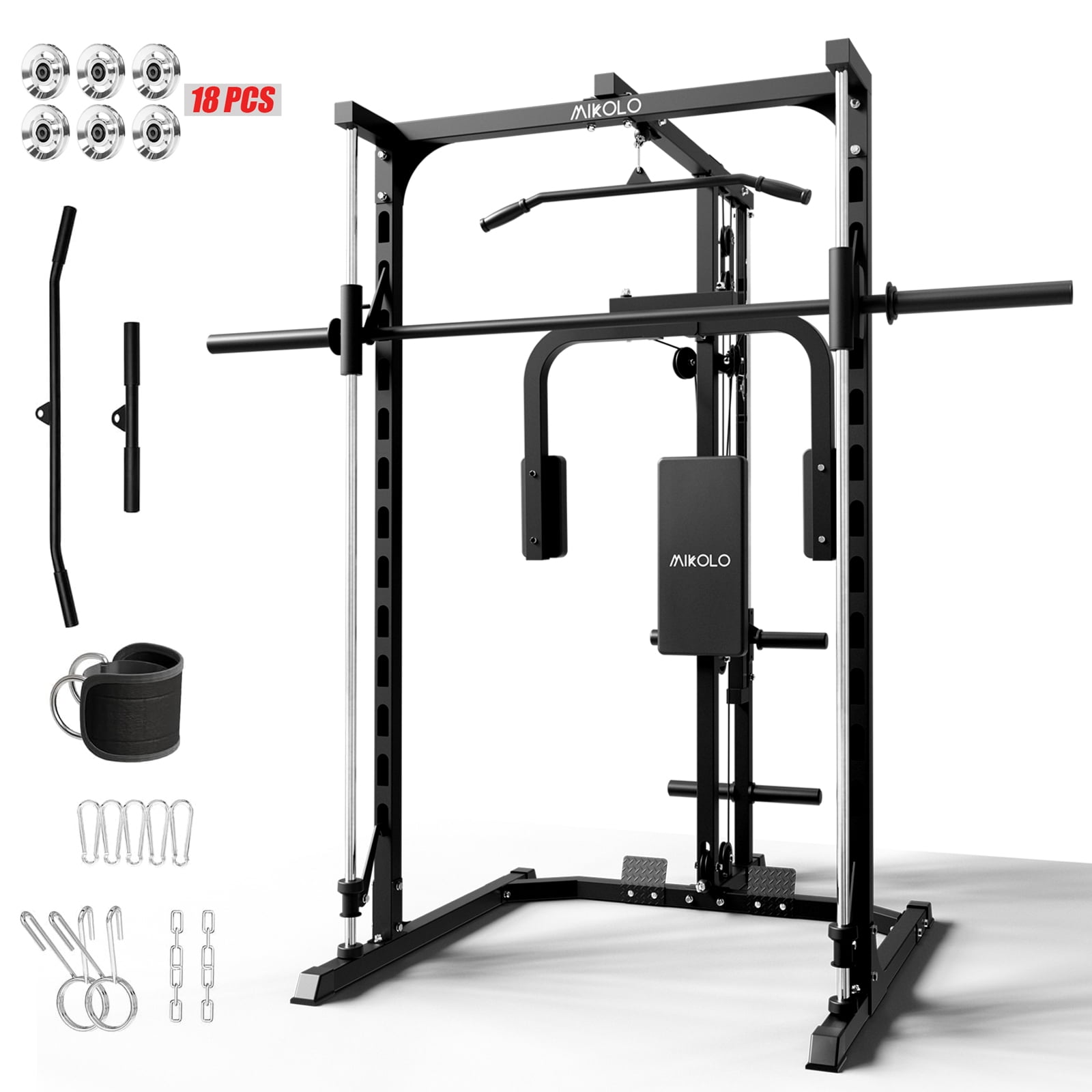 Mikolo Smith Machine Home Gym, Multi-Functional Power Rack with Pec ...