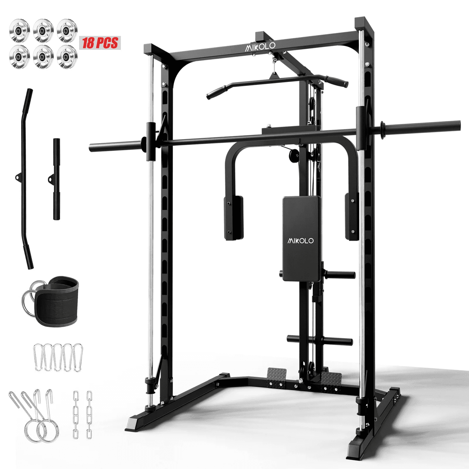 Mikolo Smith Machine Home Gym, Multi-Functional Power Rack with Pec ...