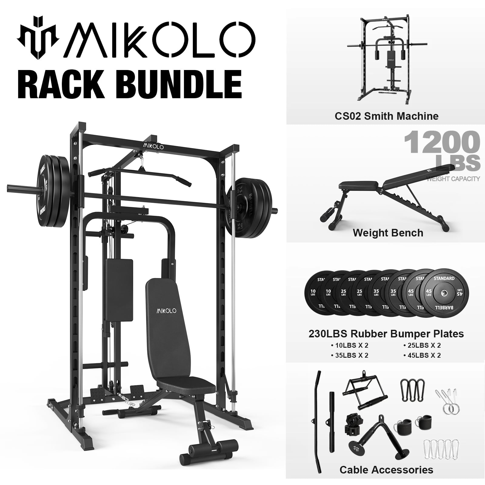 Mikolo Smith Machine Home Gym, Multi-Functional Power Rack with Pec ...