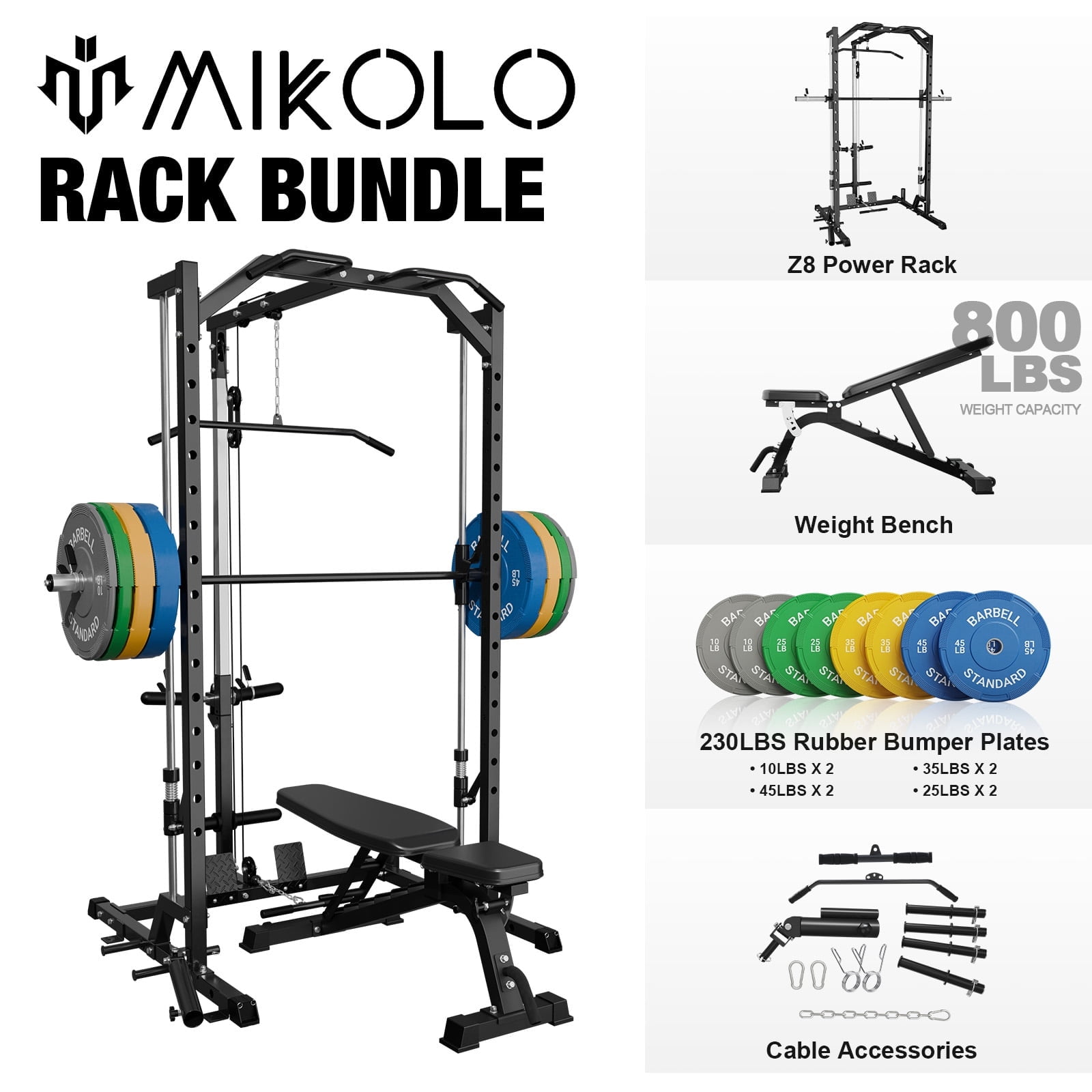 Mikolo Multi-Functional Smith Machine Home Gym: Leg Press, Squat Rack ...